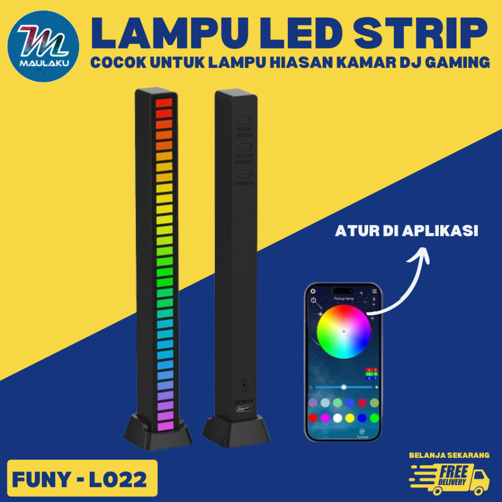 Jual Lampu LED RGB Bar Strip Sound Rhythm Light Gaming USB 32 LED ...
