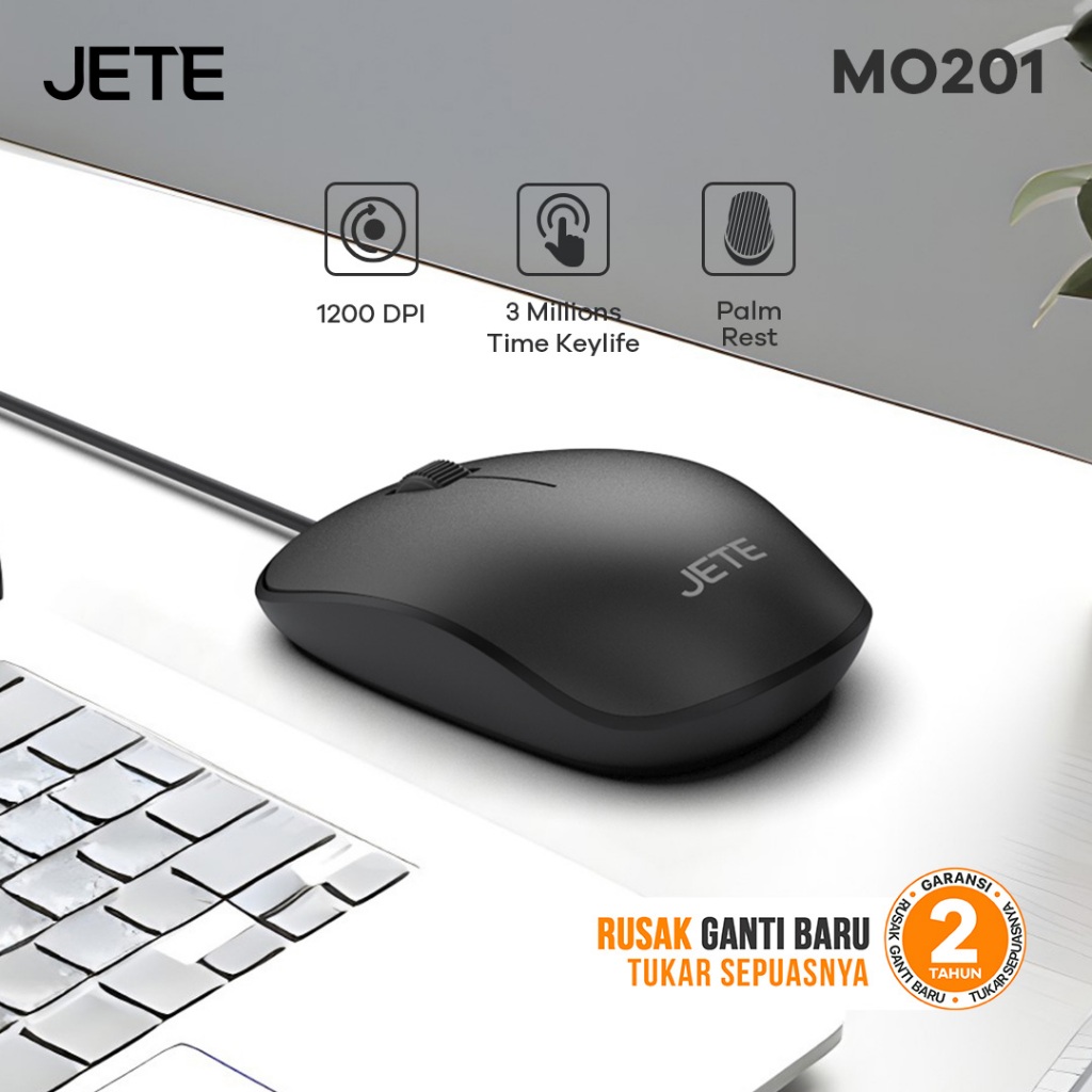 Jual Mouse Kabel JETE MO201 1200 DPI Optical Technology - Garansi 2 ...