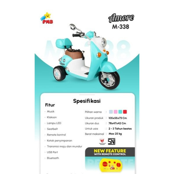 Jual MAINAN ANAK MOTOR AKI SCOOPY M338 AMORE REMOTE CONTROL | Shopee Indonesia