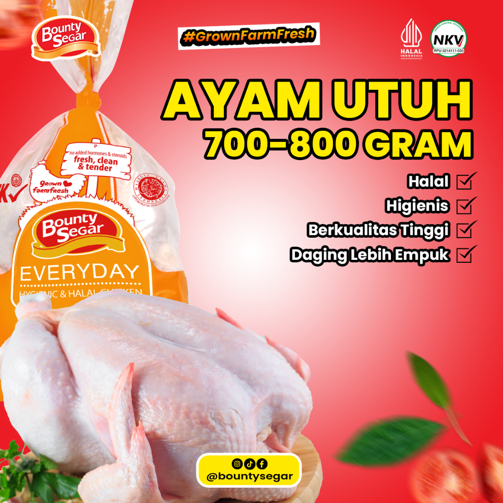 Jual Ayam Utuh Premium Beku/Frozen Bobot 700-800gr | Bounty Segar ...