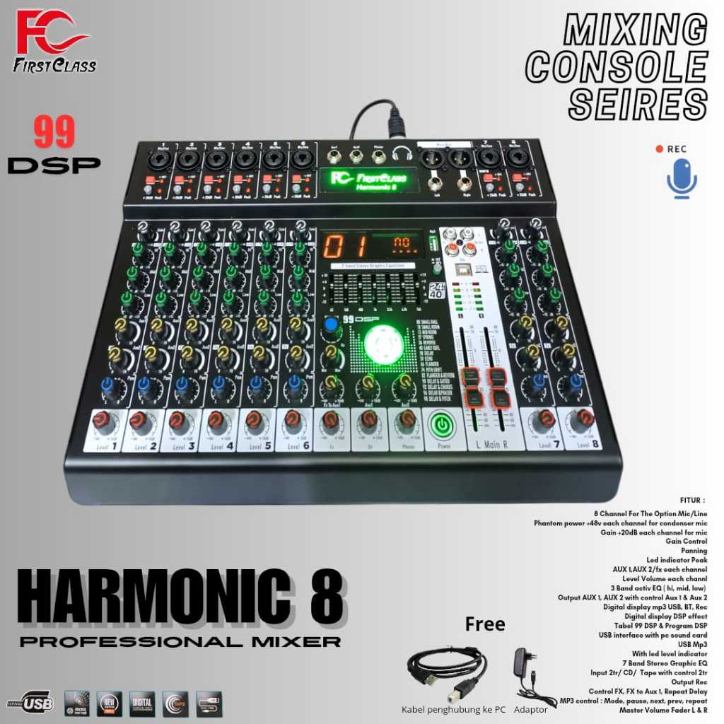 Jual Mixer Audio 8 Channel 8CH 8 CH FIRSTCLASS HARMONIC 8 Mixing ...