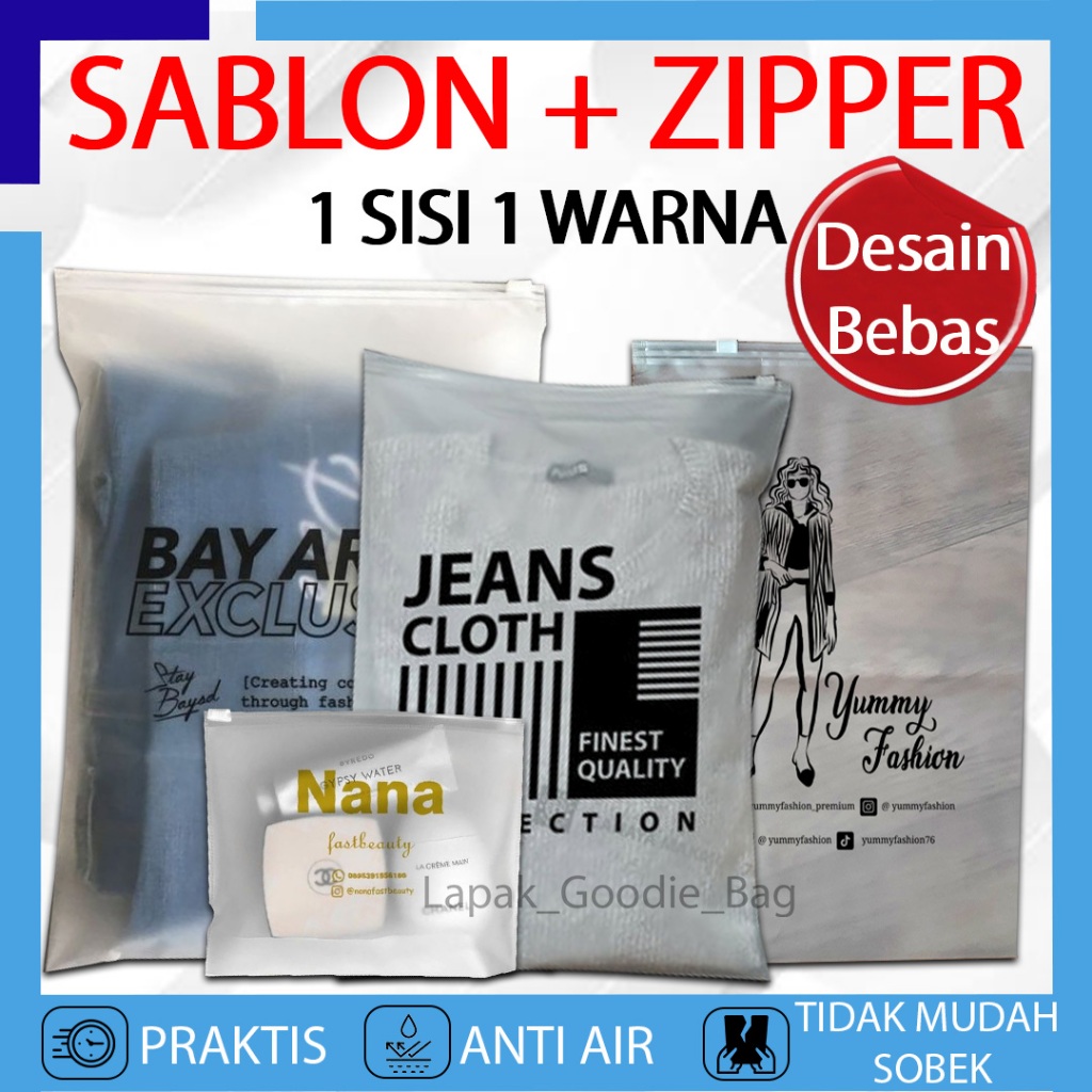 Jual SABLON PLUS ZIPLOCK 1 SISI 1 WARNA Kantong Plastik Packing Travel ...
