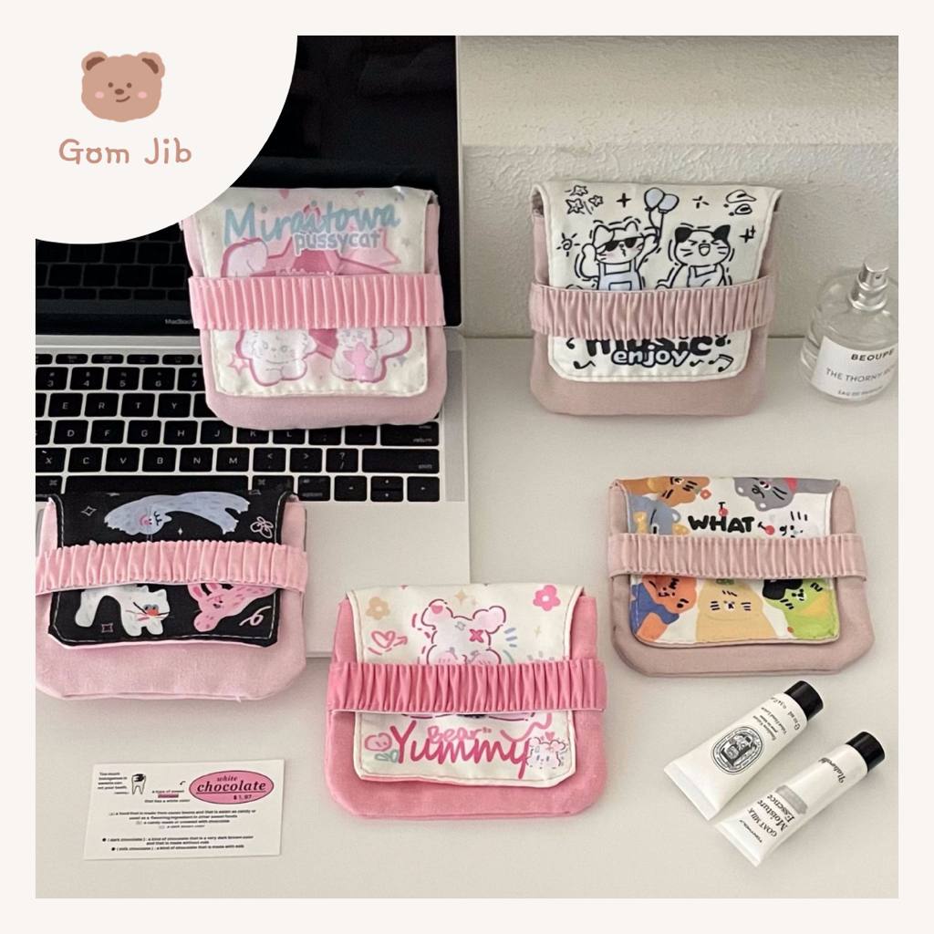 Jual Cute Aesthetic Mini Pouch / Pouch Travel Lucu / Dompet Pembalut ...