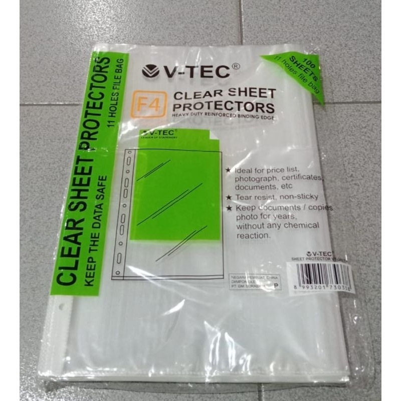 Jual Sheet Protector Vtec F4 isi 100 lembar (per 1 pack) | Shopee Indonesia
