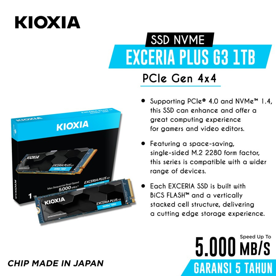 Jual KIOXIA SSD Exceria Plus G3 1TB SSD NVMe 2280 PCIe Gen 4.0 | Shopee Indonesia