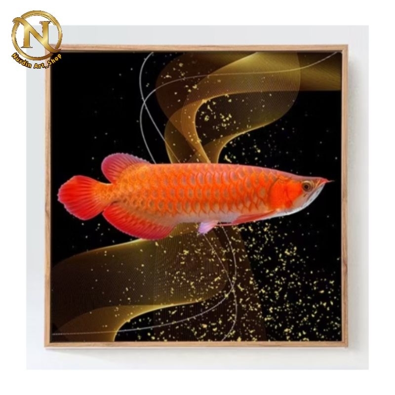 Jual Lukisan ikan Arwana Red modern plus Frame | Shopee Indonesia