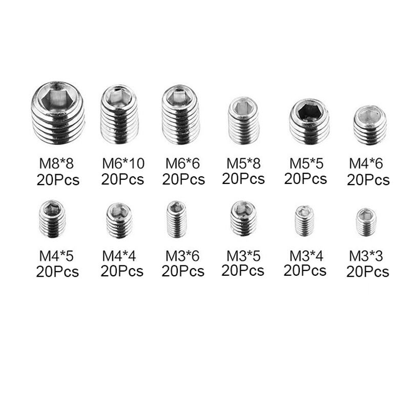 Jual Baut Tanem Tanam Isi 200PCS Set M3 M4 M5 M6 M8 BAUT KUNCI Sekrup Soket Hex Headless Thread ...
