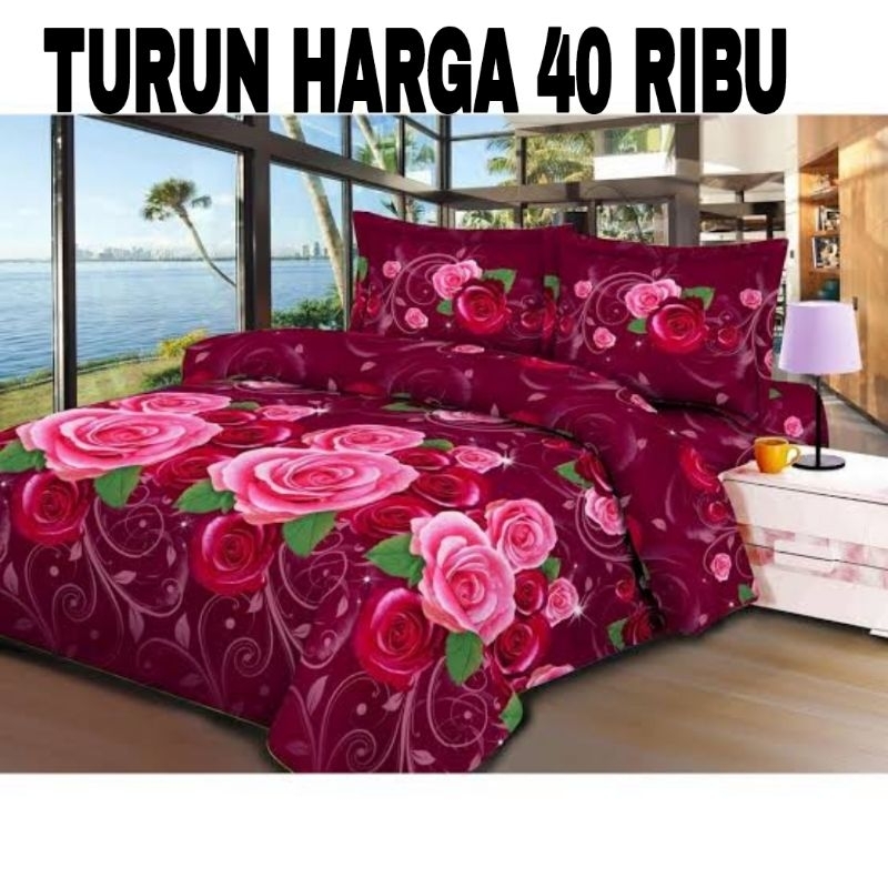 Jual SPREI MOTIF BUNGA PREMIUM 180X200 BAHAN KAIN BONITA SET SARGUL ...