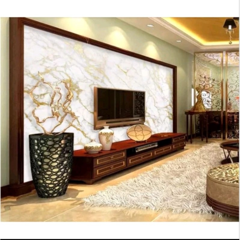 Jual Wallpaper Sticker Dinding Marmer Gold List Silver 8m x 45cm ...