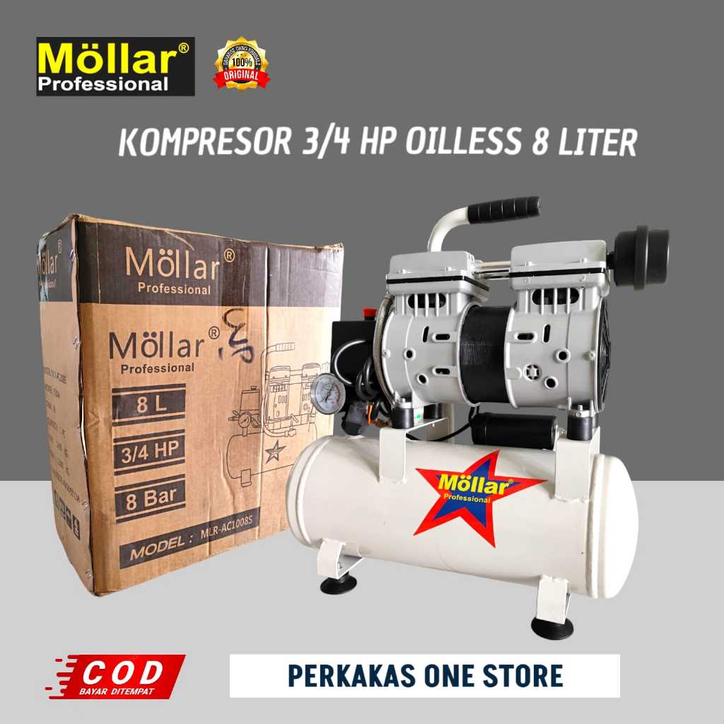 Jual Mollar Kompresor angin Listrik 0,75HP Oiles air compressor 3/4 HP ...