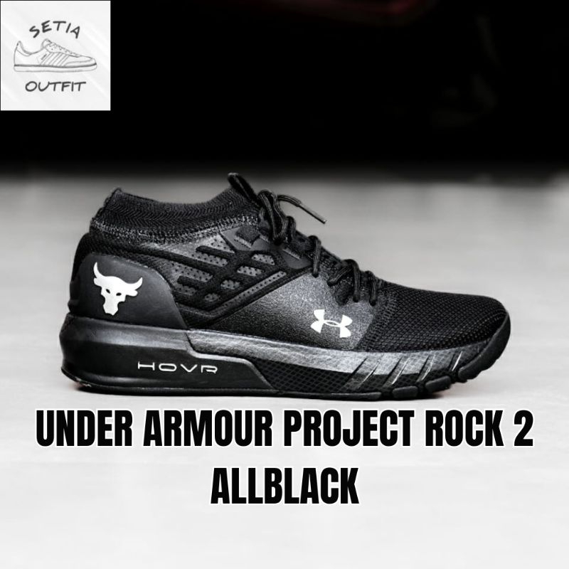 Jual Sepatu Under Armour Project Rock 2 Allblack | Shopee Indonesia