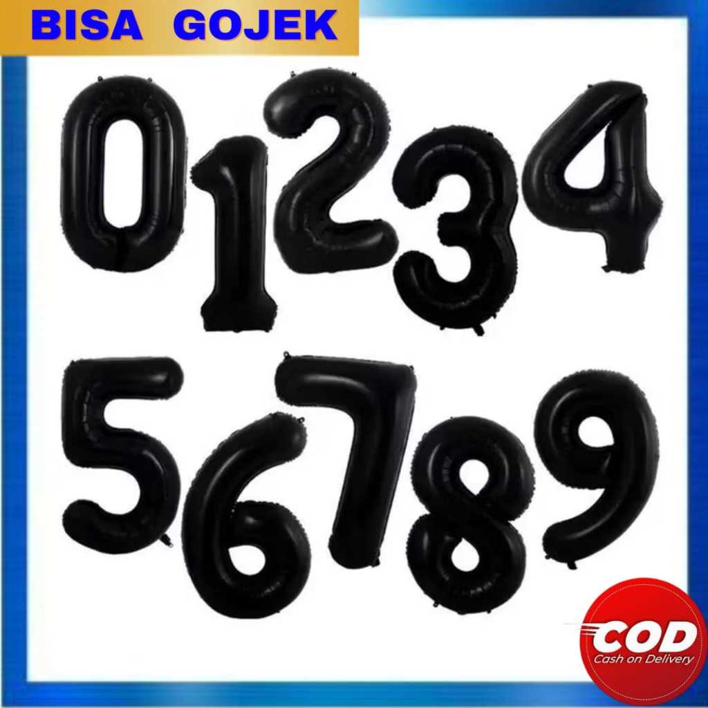 Jual Zifoil Balon Foil Angka Hitam 0-9 Besar / Balon Angka Jumbo ...