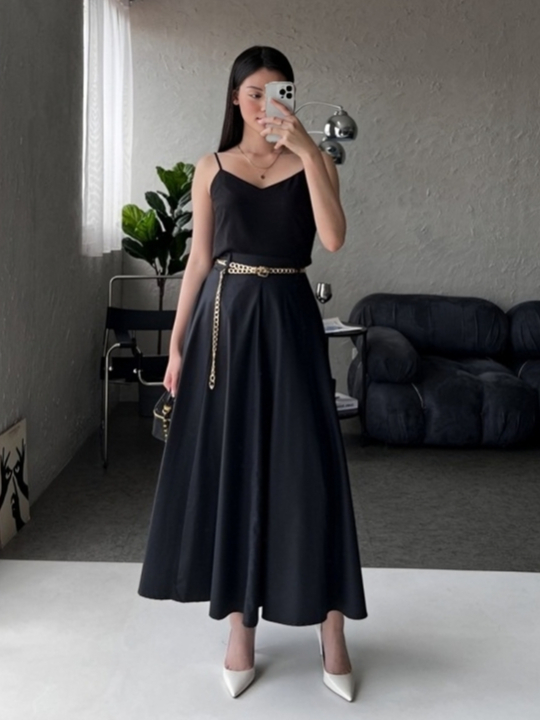 Jual Rok Hitam Panjang Wanita Kerja Kantor Formal Kekinian Bianca Flare ...