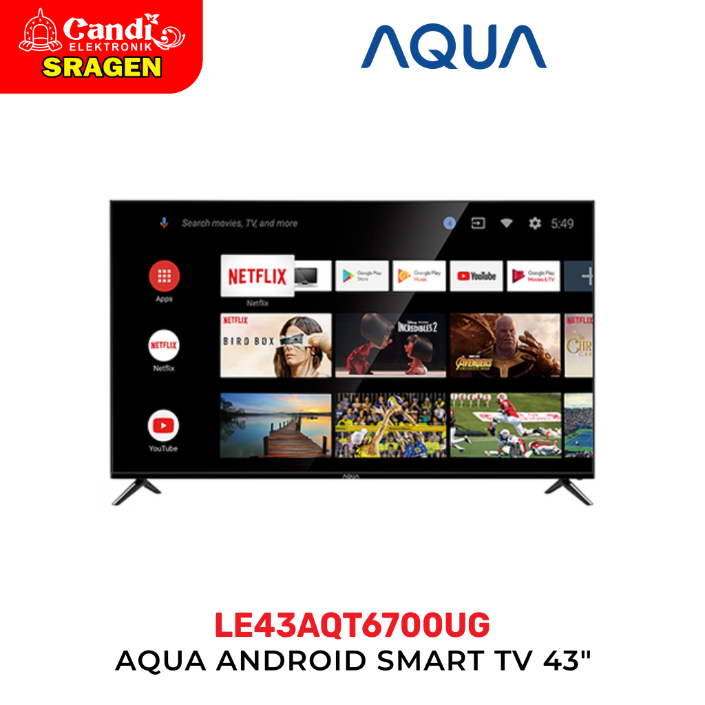 Jual AQUA Smart Android TV LED 43 Inch 4K HDR - LE43AQT6700UG | Shopee ...