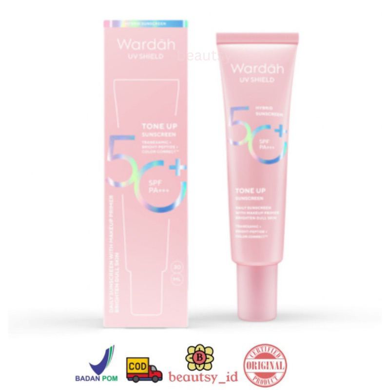 Jual Wardah UV Shield Tone Up Sunscreen SPF 50+ PA+++ 30ml Original BPOM Mencerahkan Brightening ...