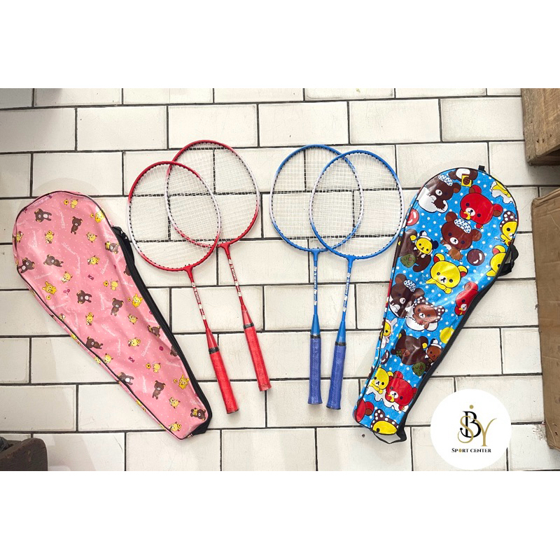 Jual [LOKAL] Raket bulutangkis/ Badminton anak isi 2 pcs (include tas ...