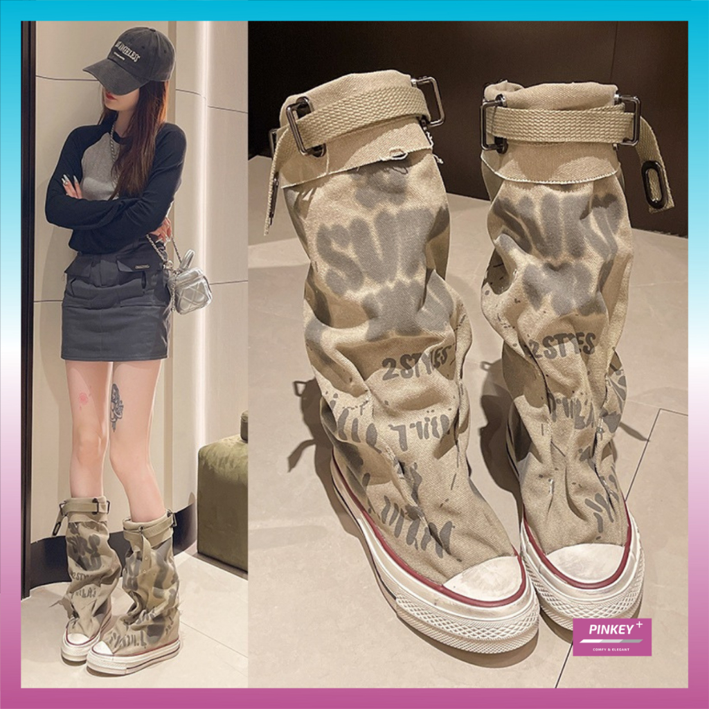 Jual PINKEY P335 Sepatu Boots Kain Motif Corak Boots Wanita Fashion ...