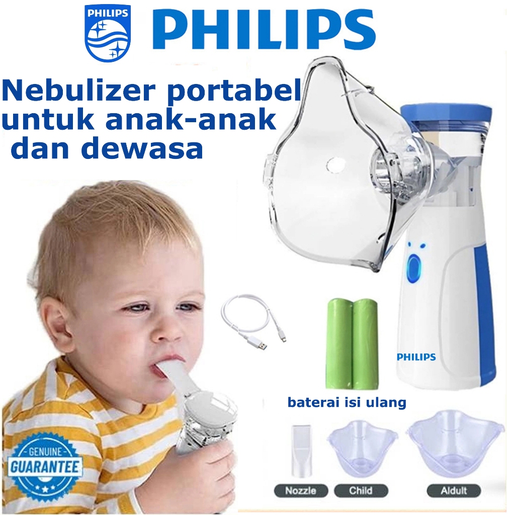 Jual PHILIPS Nebulizer Portable Mesh Dapat diisi ulangAlat Uap Bantu Pernafasan Asma Inhalasi ...