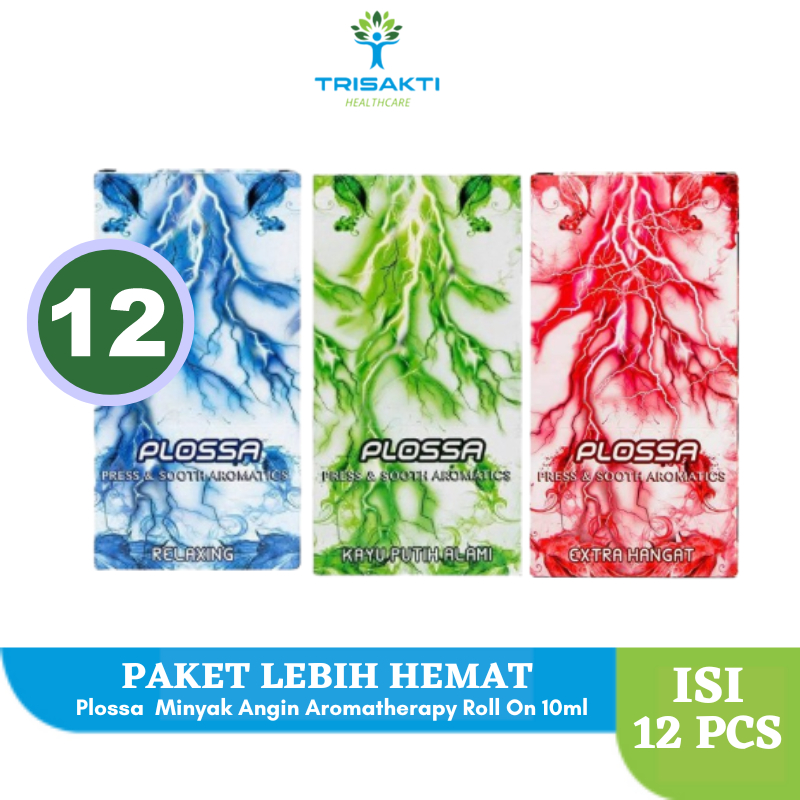 Jual PLOSSA ISI 12 PCS - MINYAK ANGIN AROMATHERAPY 4 IN 1 ROLL ON DAN ...