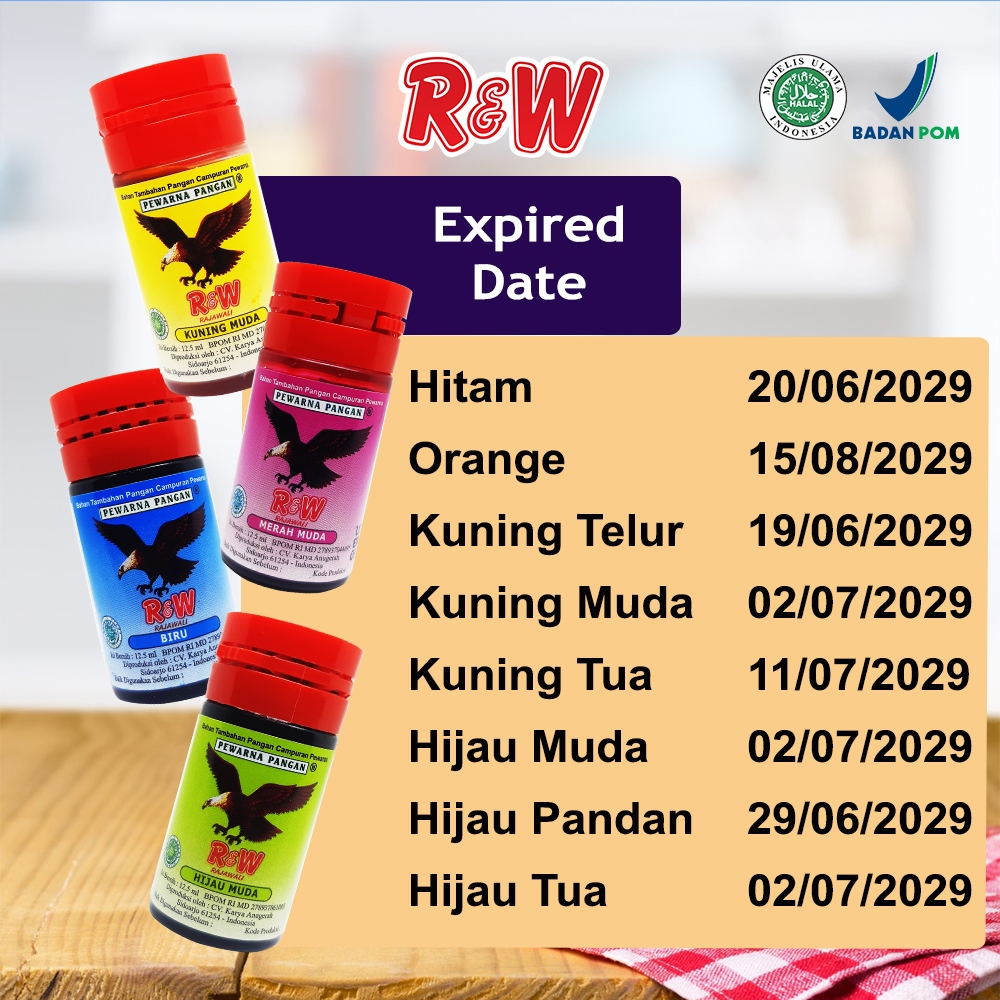 Jual Pewarna Makanan Minuman Kue Rajawali R&W RW 12,5 ml | Shopee Indonesia