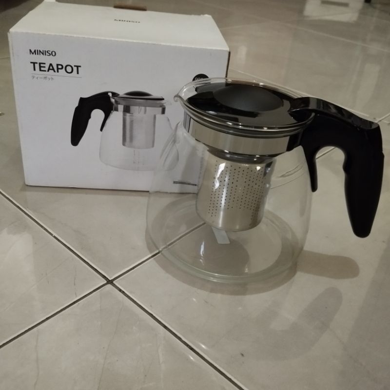 Jual MINISO TEA POT Teko teh + kopi lengkap ada saringanya kapasitas ...