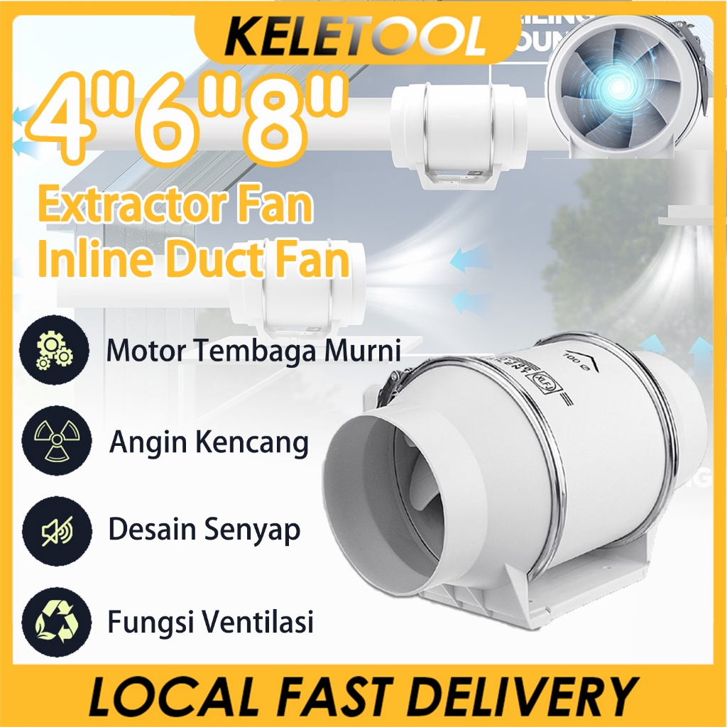 Jual 8 Inch Kipas Angin Buang Diam Ekstraktor Dapur Exhaust Blower ...