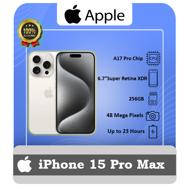 Jual Apple iPhone 15 Pro Max 256GB A17 Bionic CPU 6C GPU 6C Resmi Indonesia | Shopee Indonesia