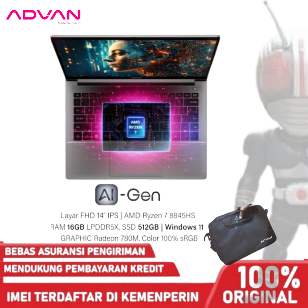 Jual Advan Laptop AI Gen Ryzen 7 8845HS AMD Ryzen AI IPS 100% sRGB 16GB ...