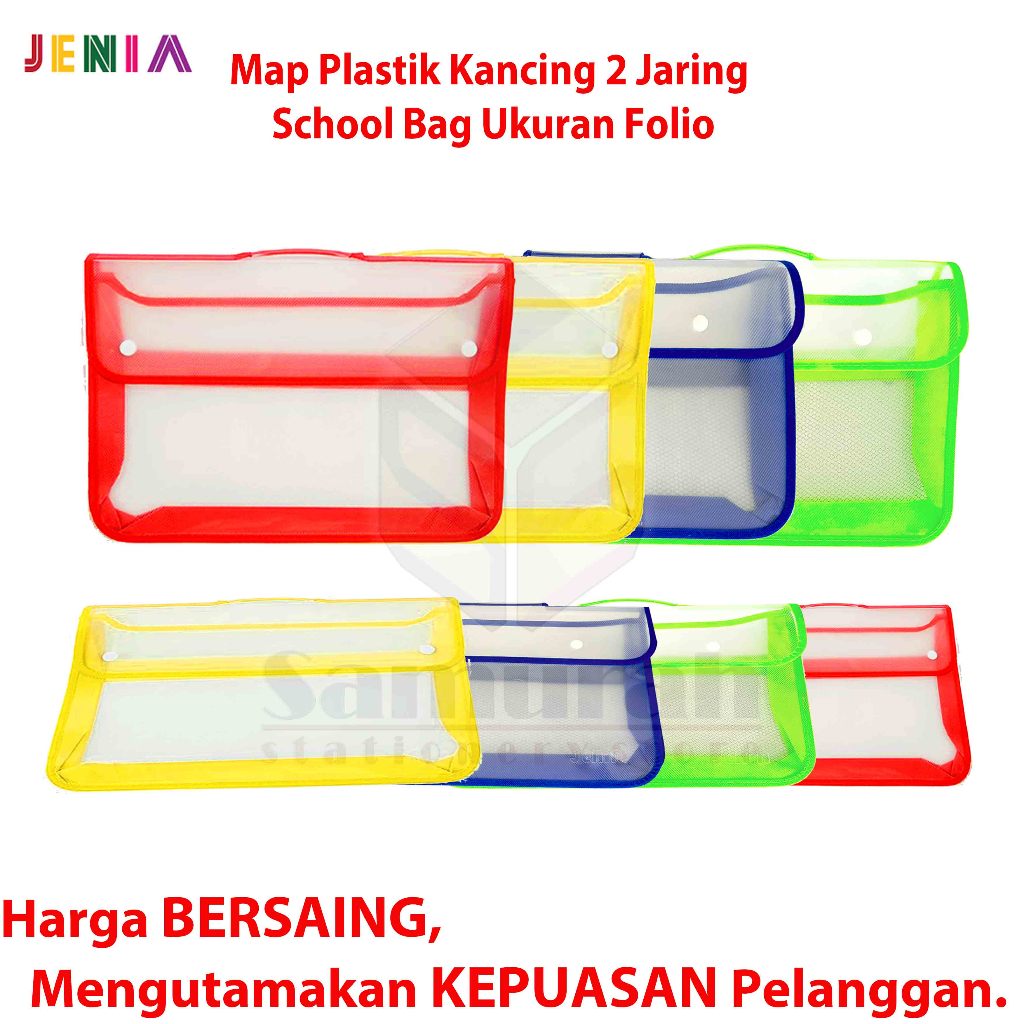 Jual Map Plastik Kancing 2 JENIA Jaring Folio/ Zipper School Bag F4 ...