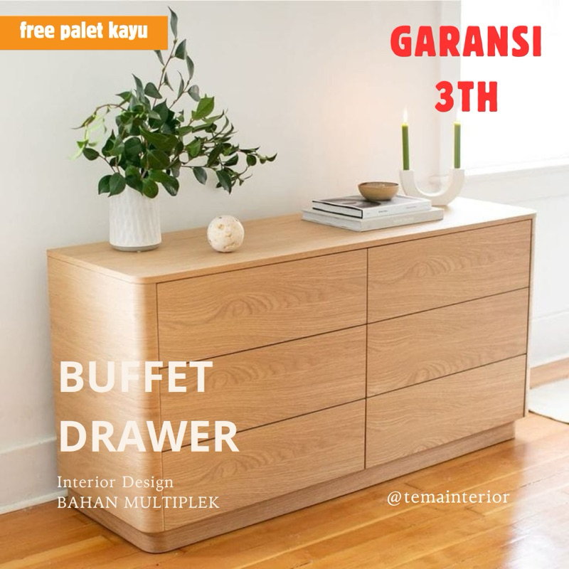 Jual FT 1 Buffet Drawer 6 laci Meja Nakas 6 laci Meja console Meja ...