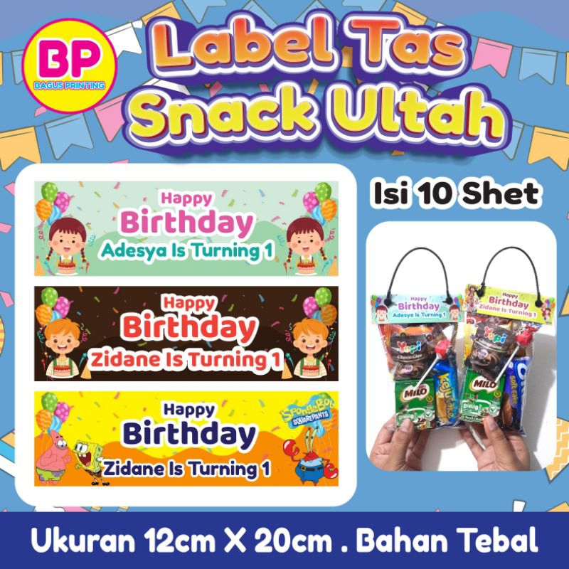 Jual Isi 10 Shet Plastik Snack Ulang Tahun Kemasan Snack Label Ultah ...