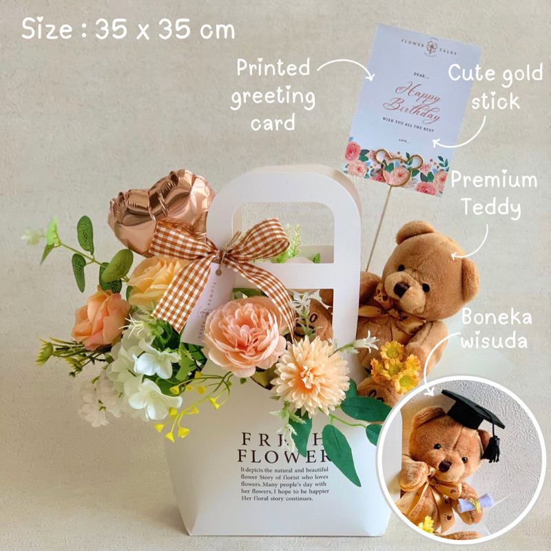 Jual FLOWER TALKS - BUKET BONEKA WISUDA / FLOWER BAG BONEKA / BUKET ...