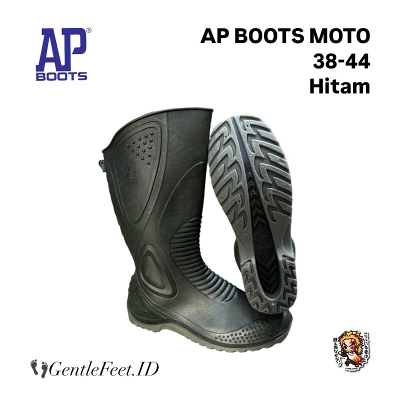 Jual Sepatu BOOT AP Boots MOTO HITAM - Sepatu Boot PVC | Shopee Indonesia