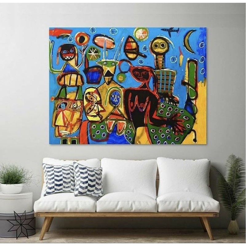 Jual Lukisan abstrak minimalis dekorasi rumah include Frame minimalis ...