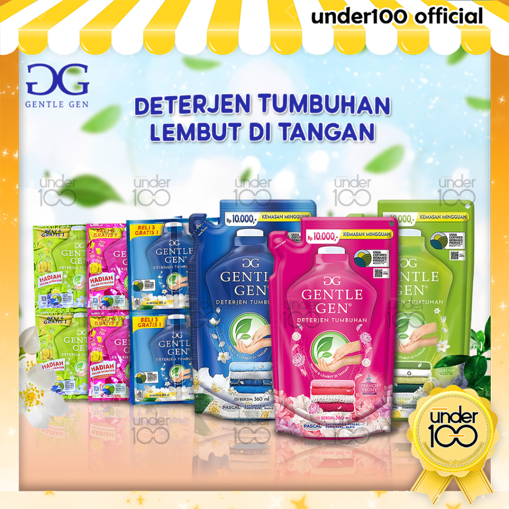 Jual Under100 Gentle Gen Deterjen Cair Sachet 1 Renceng Isi 14 pcs 80ml ...