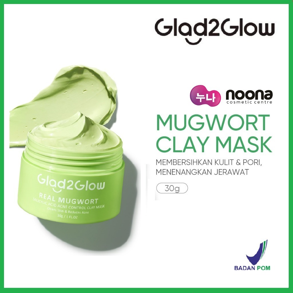 Jual GLAD2GLOW REAL MUGWORT SALICYLIC ACID ACNE CONTROL CLAY MASK | 30G | Shopee Indonesia