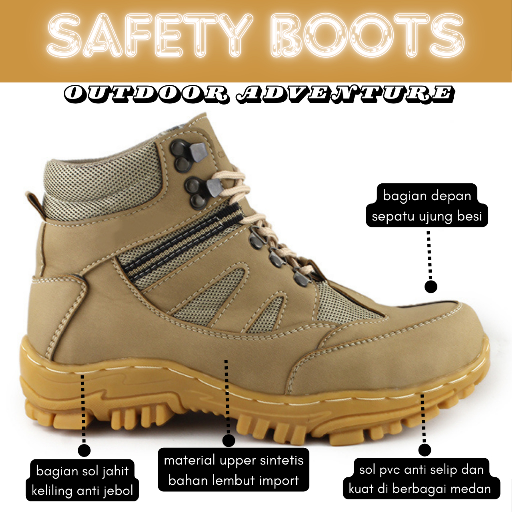 Jual Sepatu Safety Pria Boots Armor Safety Boots Sepatu Outdor Turing ...
