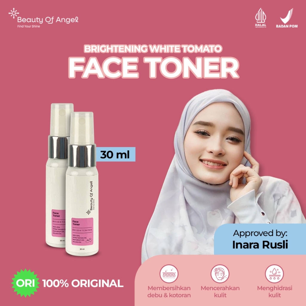 Jual BEAUTY OF ANGEL INARA RUSLI BRIGHTENING FACE TONER WHITE TOMATO ...
