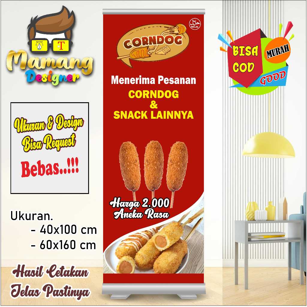 Jual Spanduk Banner Custom Corndog Mozarella Design Warna Merah bb ...