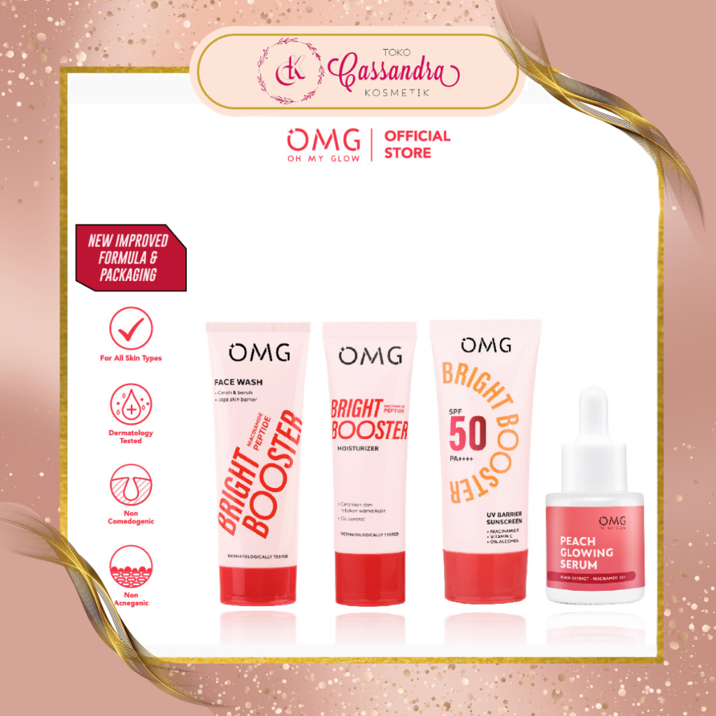 Jual OMG OH MY GLOW PEACH GLOWING (VARIAN FACE WASH & TONER & CREAM ...