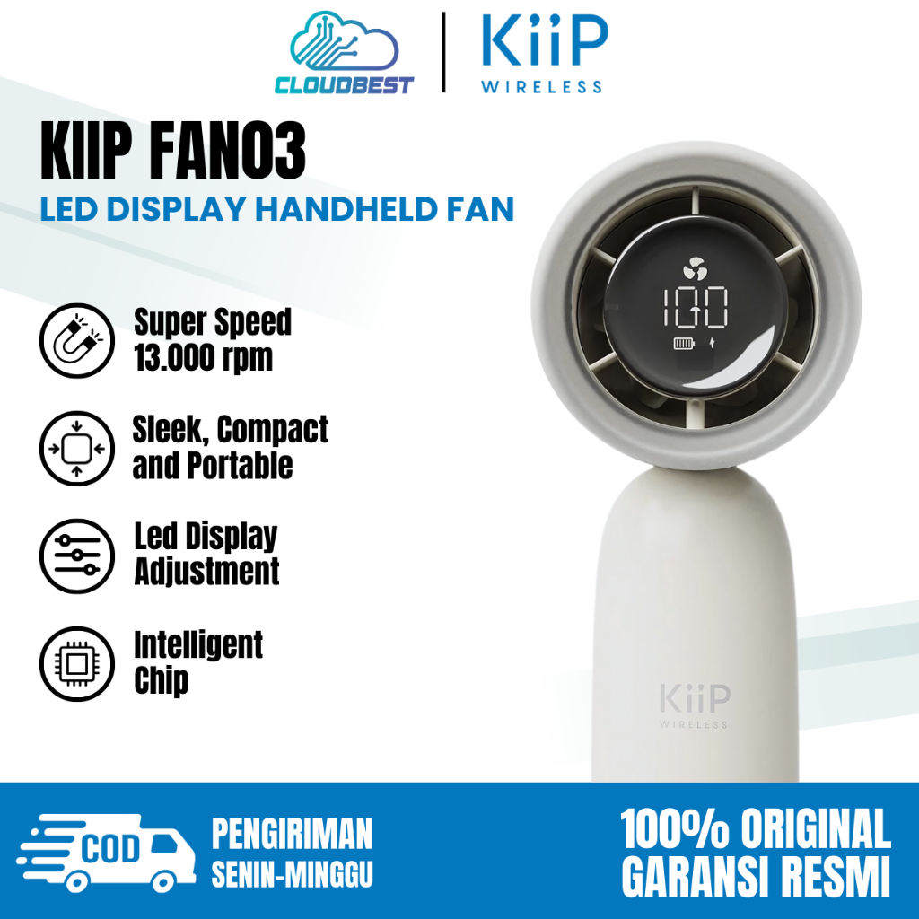 Jual KiiP Fan03 Kipas Angin Mini Portable Rechargeable Fan-5Speed Kipas Genggam LED Display ...
