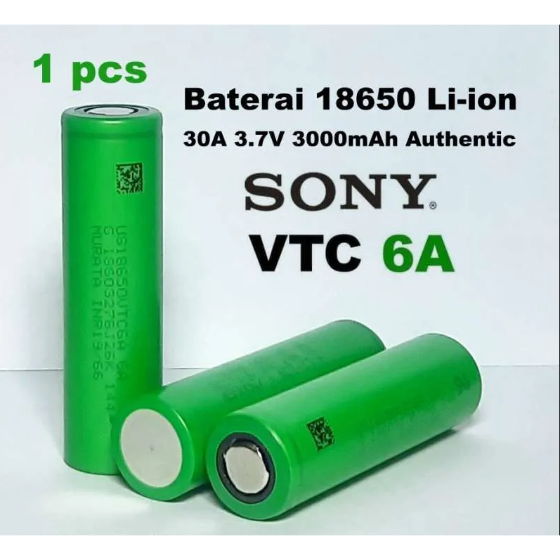 Jual Battery SONY VTC6A / Batre SONY VTC 6A 3.6 V 18650 3000 mAH Batere ...