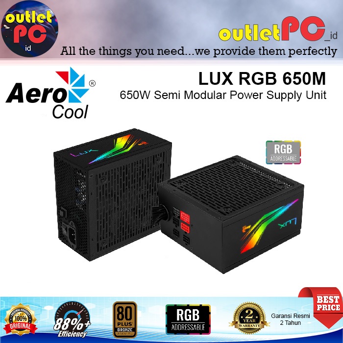 Jual Aerocool LUX RGB 650M - 650 Watt 80 PLUS Bronze Modular Gaming PSU 650W Power Supply Unit ...