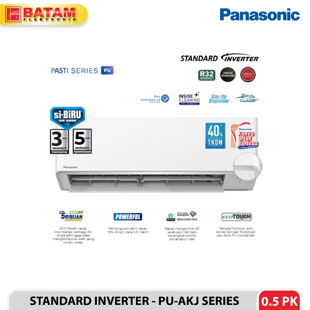 Jual Panasonic AC Split Standard Inverter Si-Biru 1/2 PK - CS/CU-PU5AKJ ...
