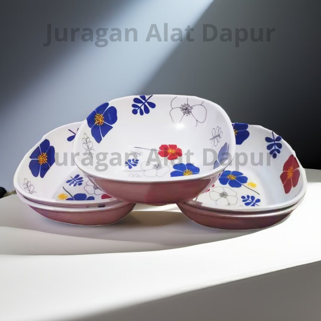Jual Mangkuk Melamin Motif Kembang Mangkok Melamin Persegi ...