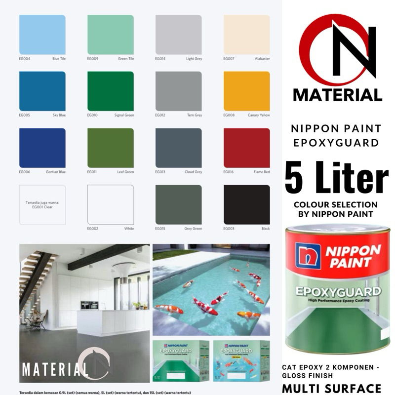 Jual CAT EPOXY 2 KOMPONEN EPOXYGUARD 5 Liter NIPPON PAINT CAT LANTAI ...