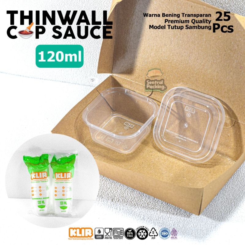 Jual (25 PCS) Thinwall Cup Sauce KLIR 120ml Tutup Pisah / Tempat Saos ...