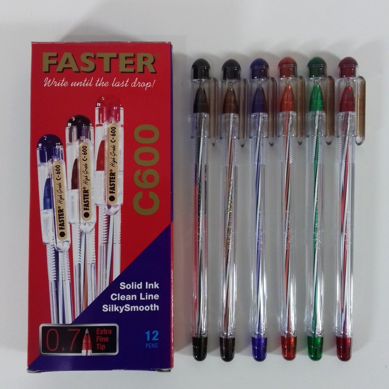 Jual (12 Pcs / 6 Pcs / 3 Pcs) FASTER Pulpen/Pulpen Cetek C6/C600 (0.7 ...