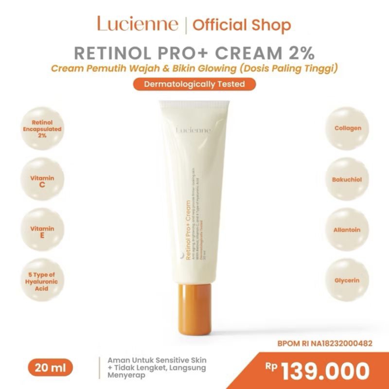 Jual Lucienne Retinol Pro + Cream Dosis 2% - Whitening Nigh Cream ...