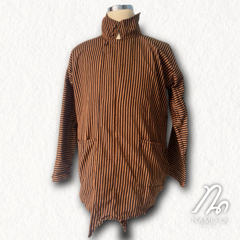 Jual Baju Surjan Lurik Pakaian Adat Jawa Atasan Lengan Panjang Pria Dewasa Coklat Lurik Kecil ...